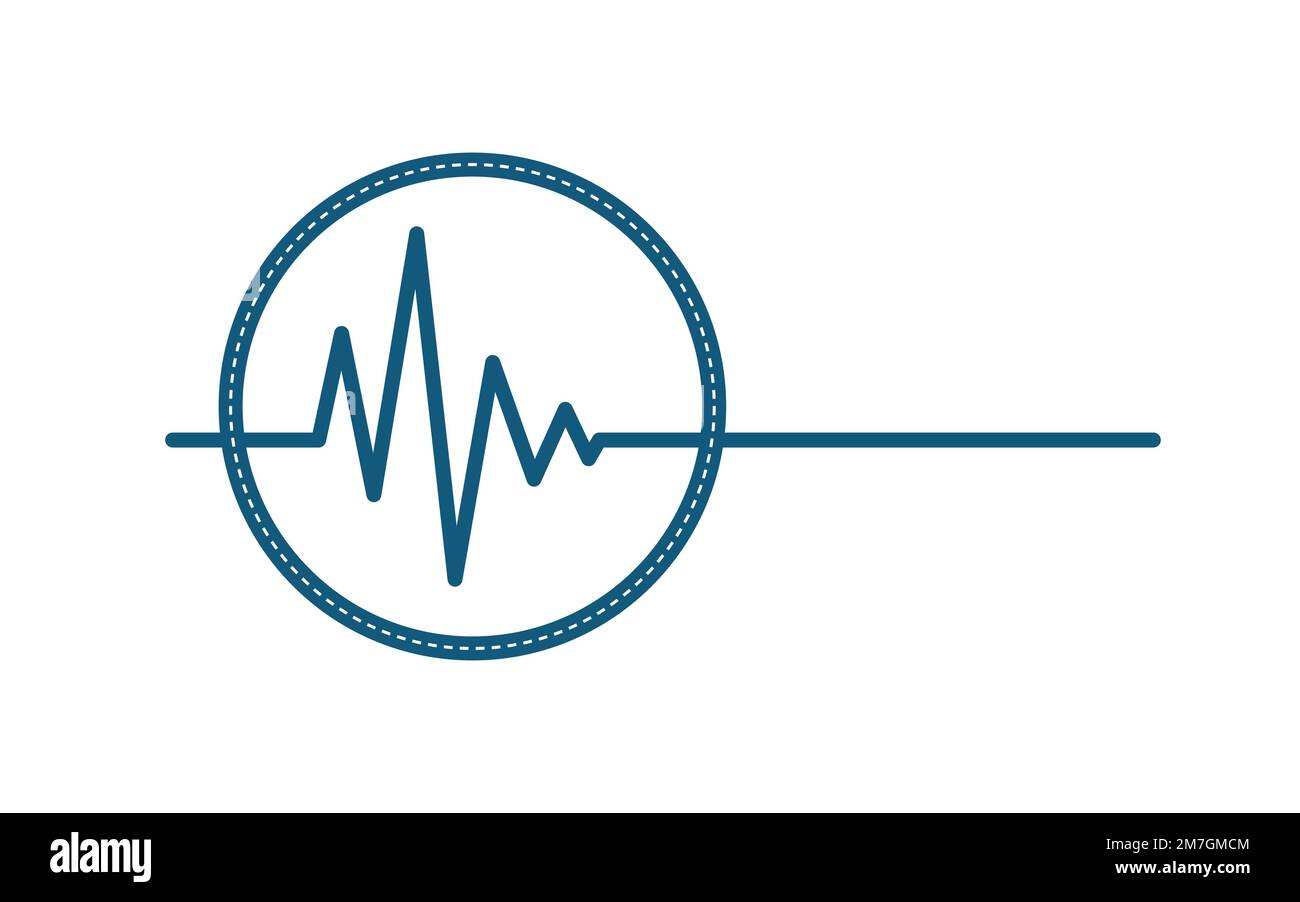 Blue heartbeat sign in the circle. Vector illustration. Medical concept ...