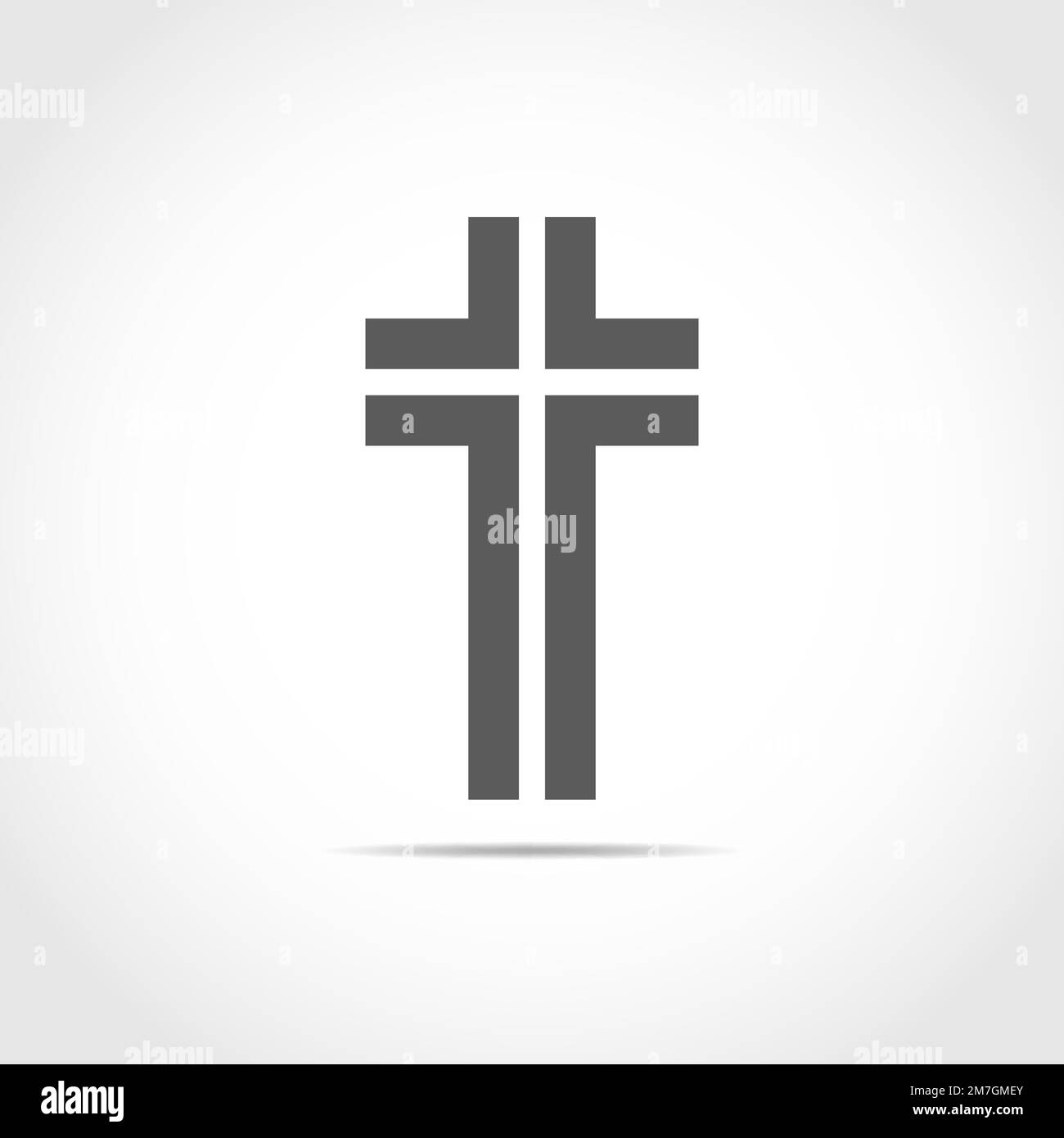 Gray Christian cross icon. Simple Christian cross on light background ...