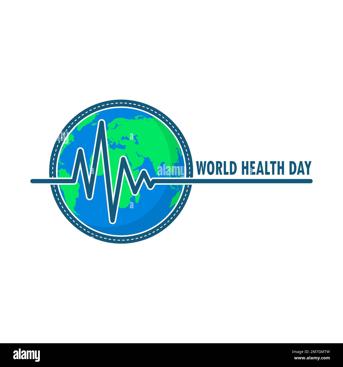 World health day. Vector Illustration. Globe Earth with heart beat sign ...