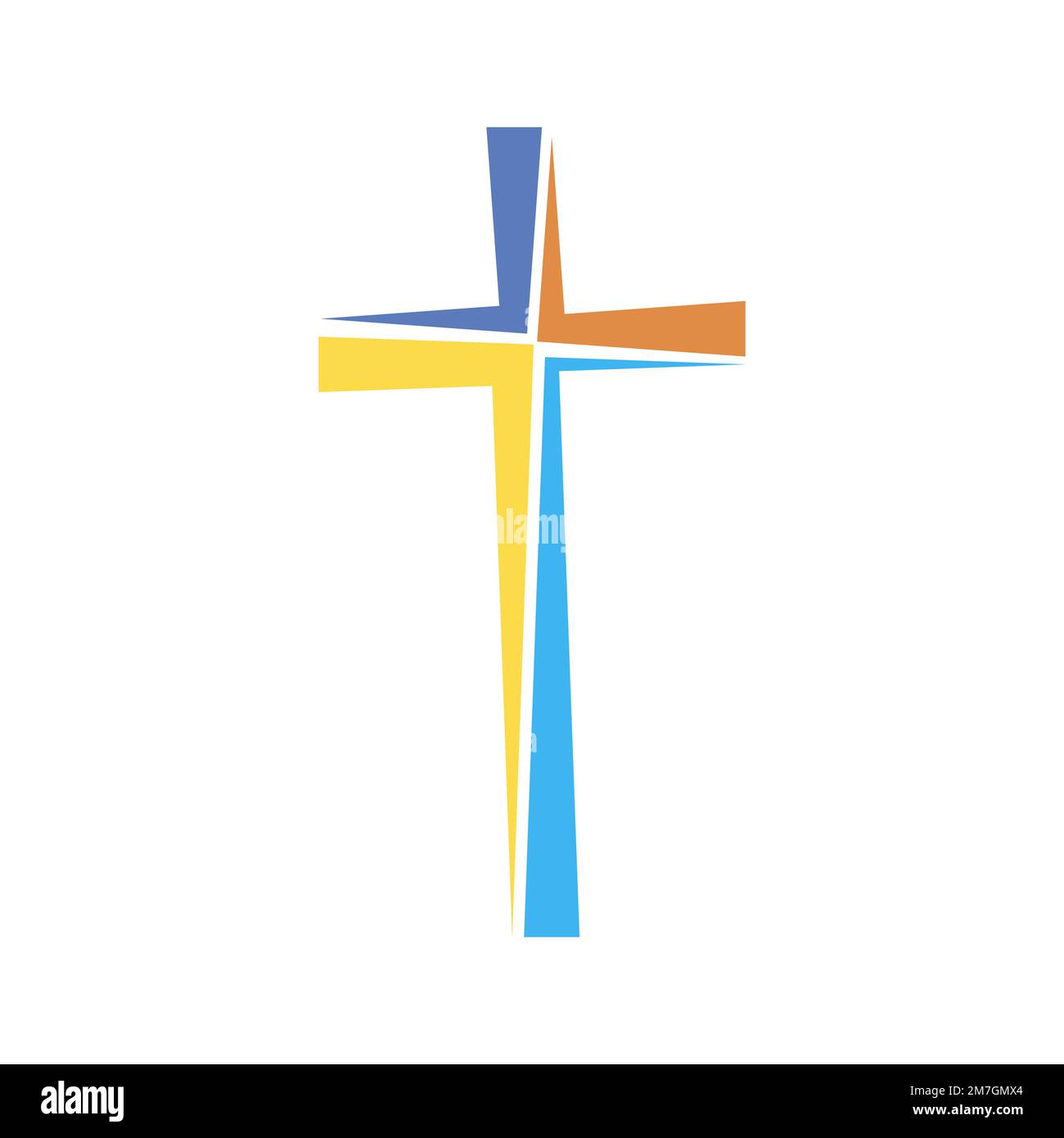 Colored Christian cross icon. Simple Christian cross on white ...