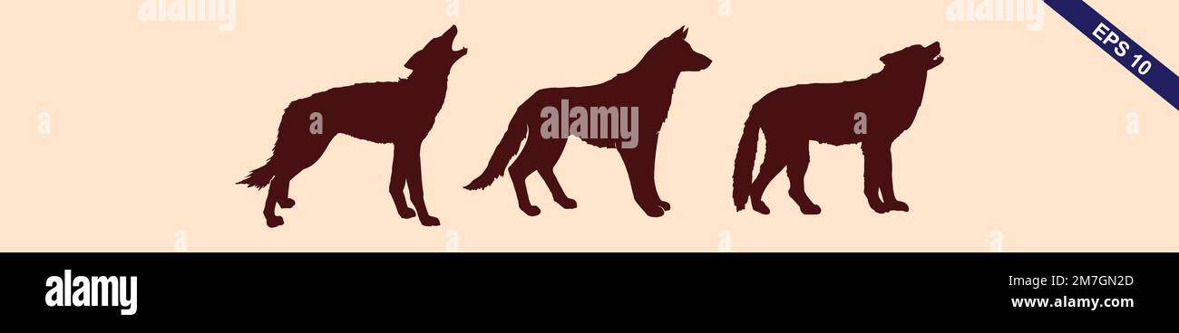 vector silhouettes of wolves file Stock Vector Image & Art - Alamy