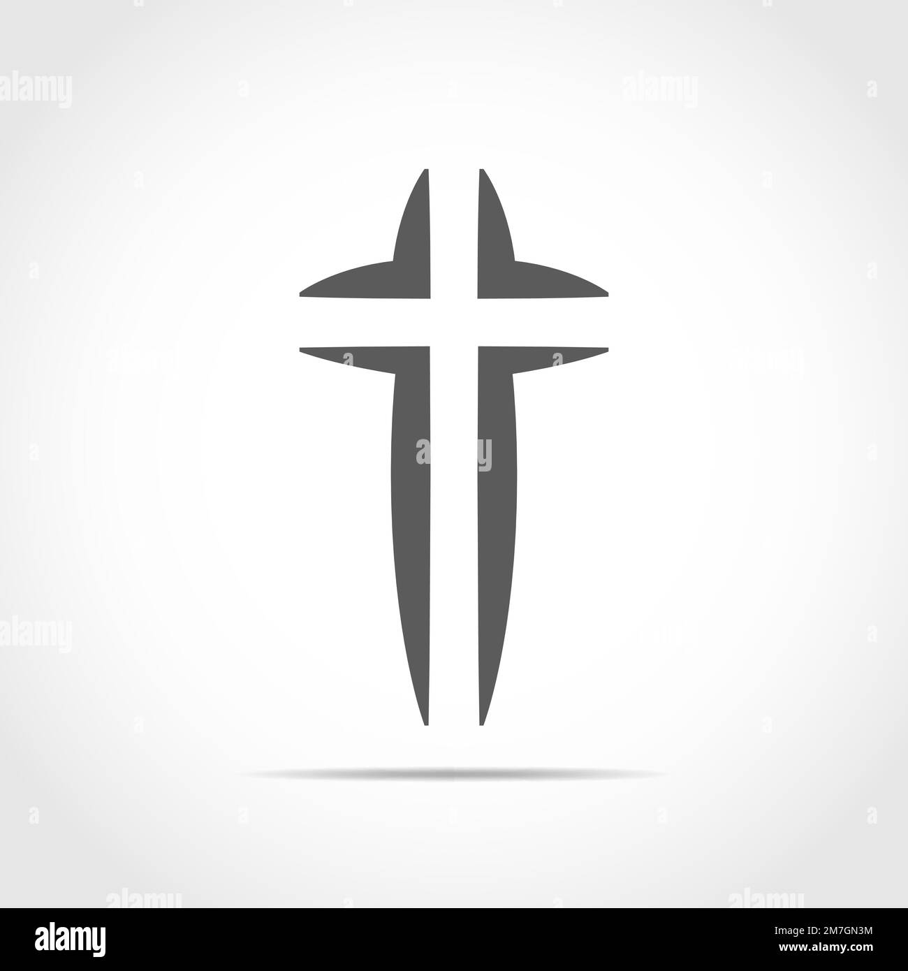 Gray Christian cross icon. Simple Christian cross on light background ...
