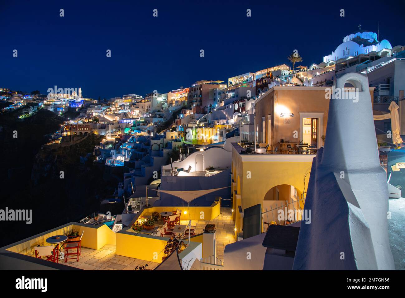Santorini island, Greece. Traditional and famous houses and churches ...