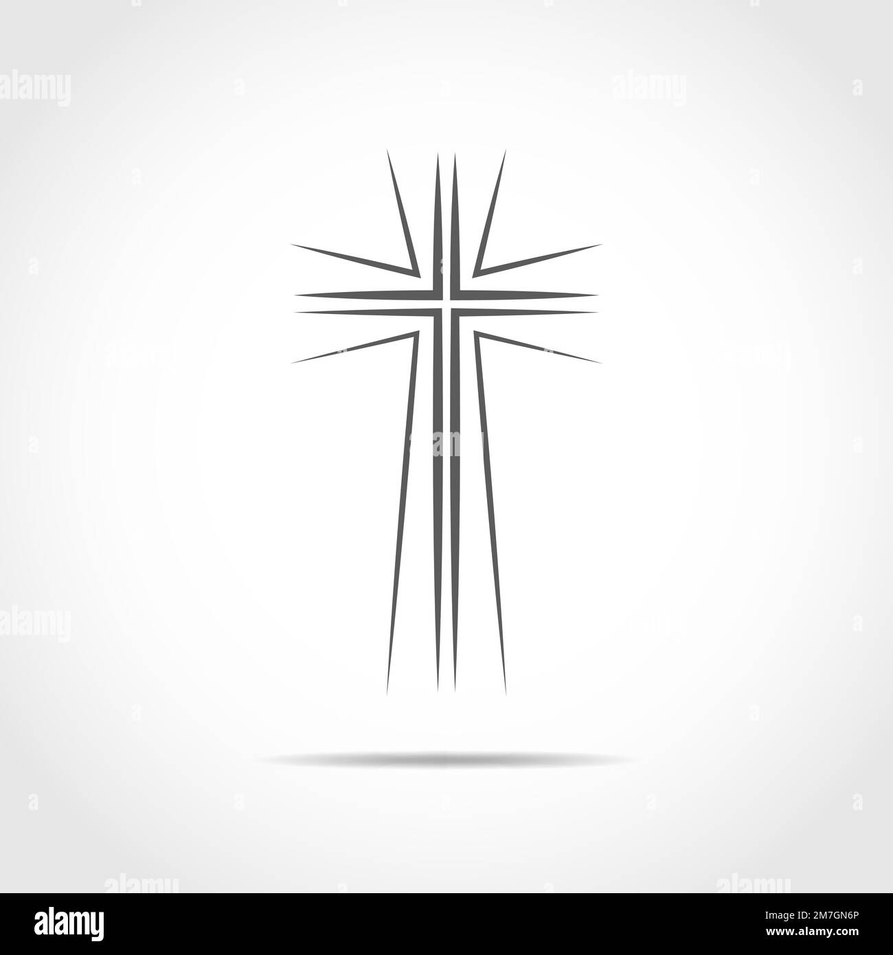 Gray Christian cross icon. Simple Christian cross on light background ...