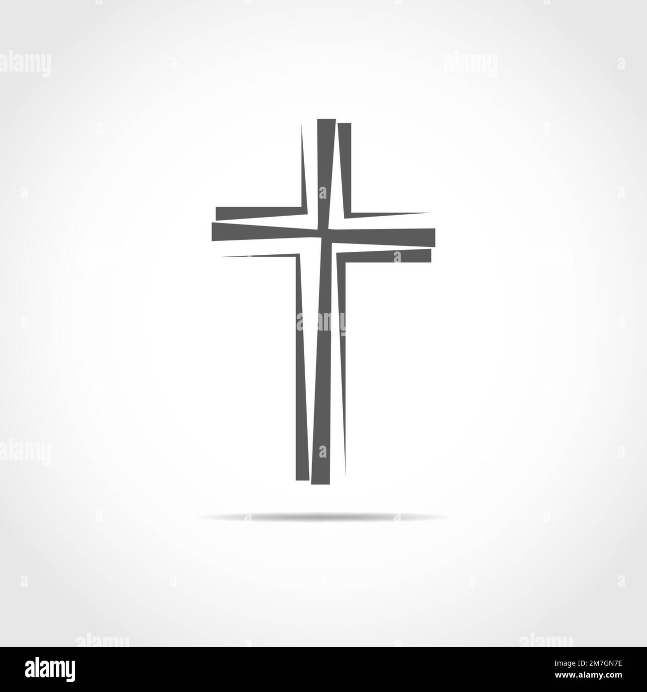 Gray Christian cross icon. Simple Christian cross on light background ...