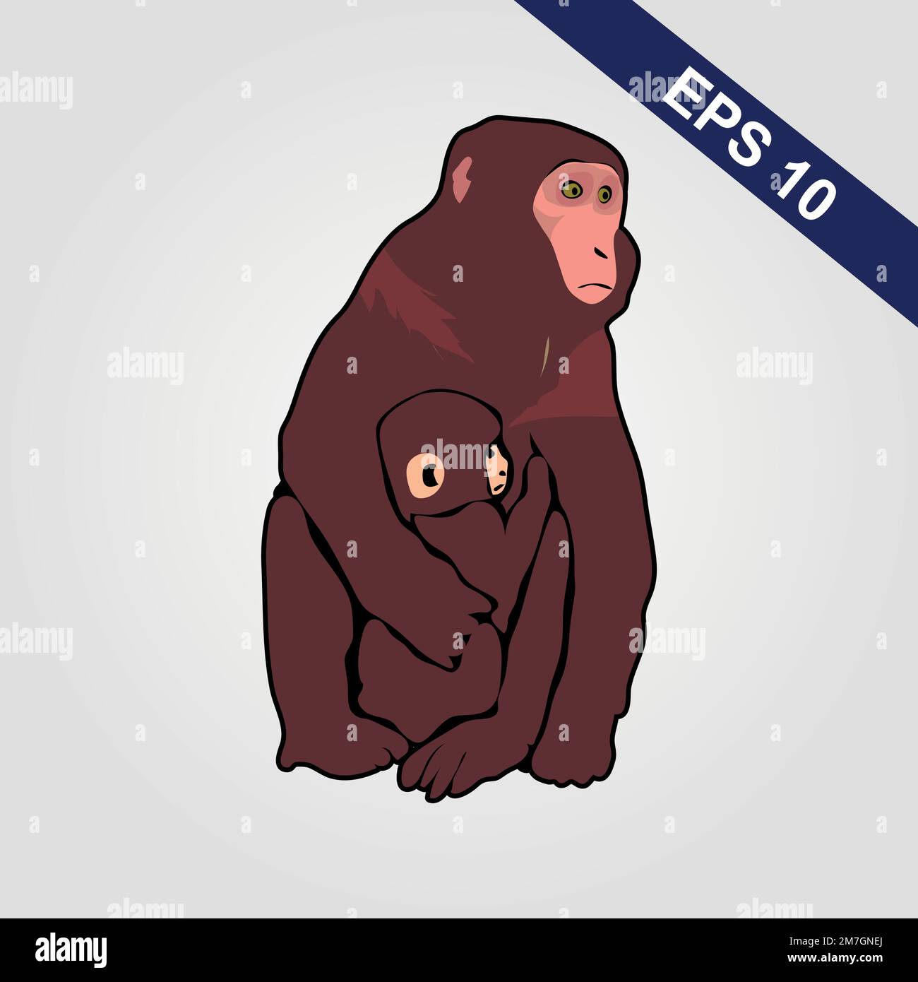 Cute monkey icon. Vector illustration isolated on a grey background ...
