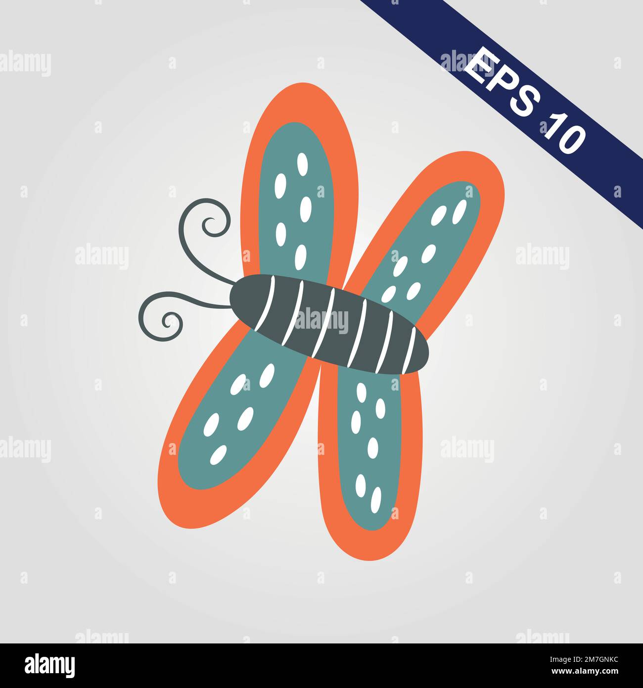 Tropical elegant butterfly with colorful wings and antennae isolated on ...