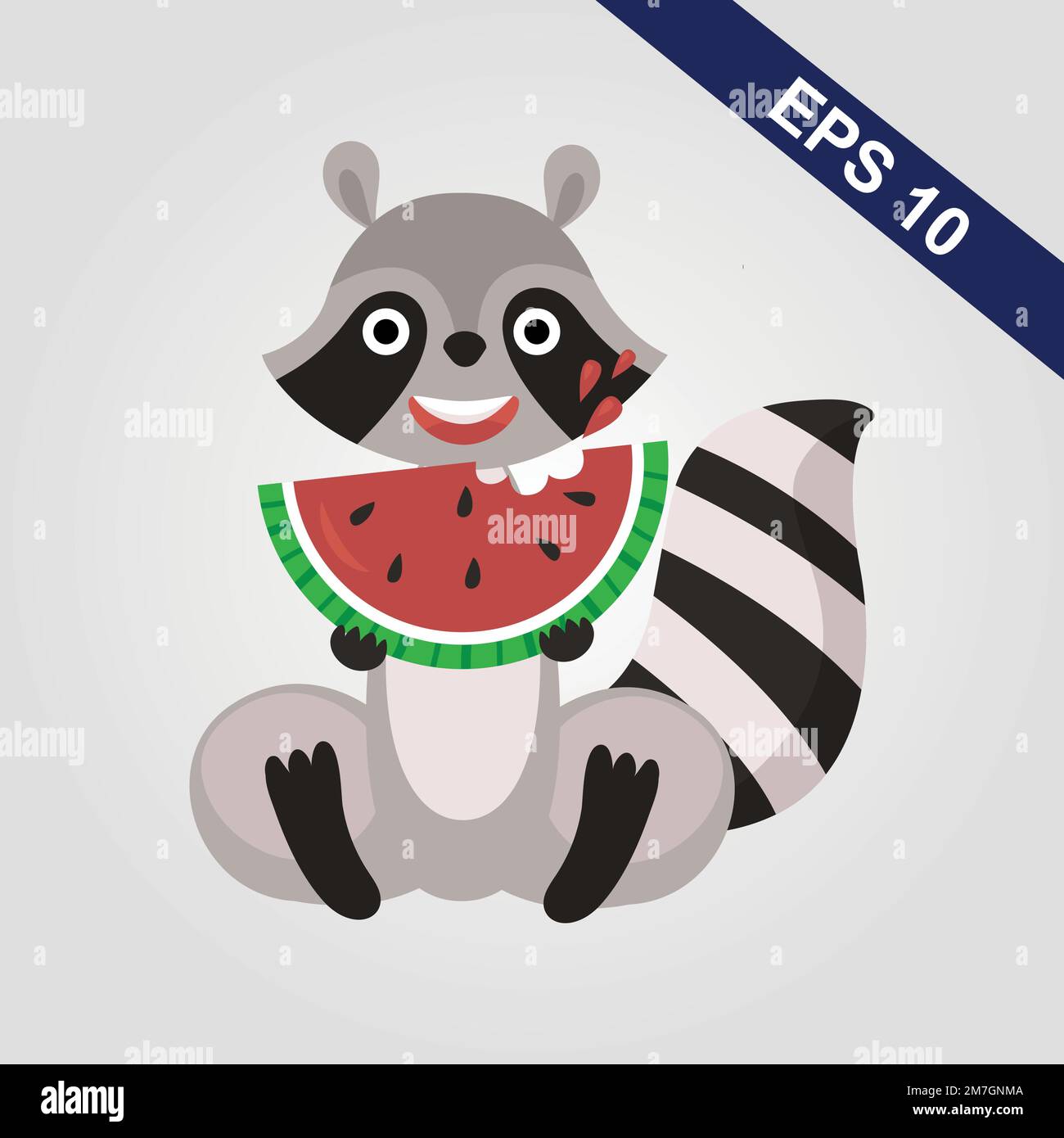 Raccoon in cartoon style. Childish seamless pattern with racoon ...