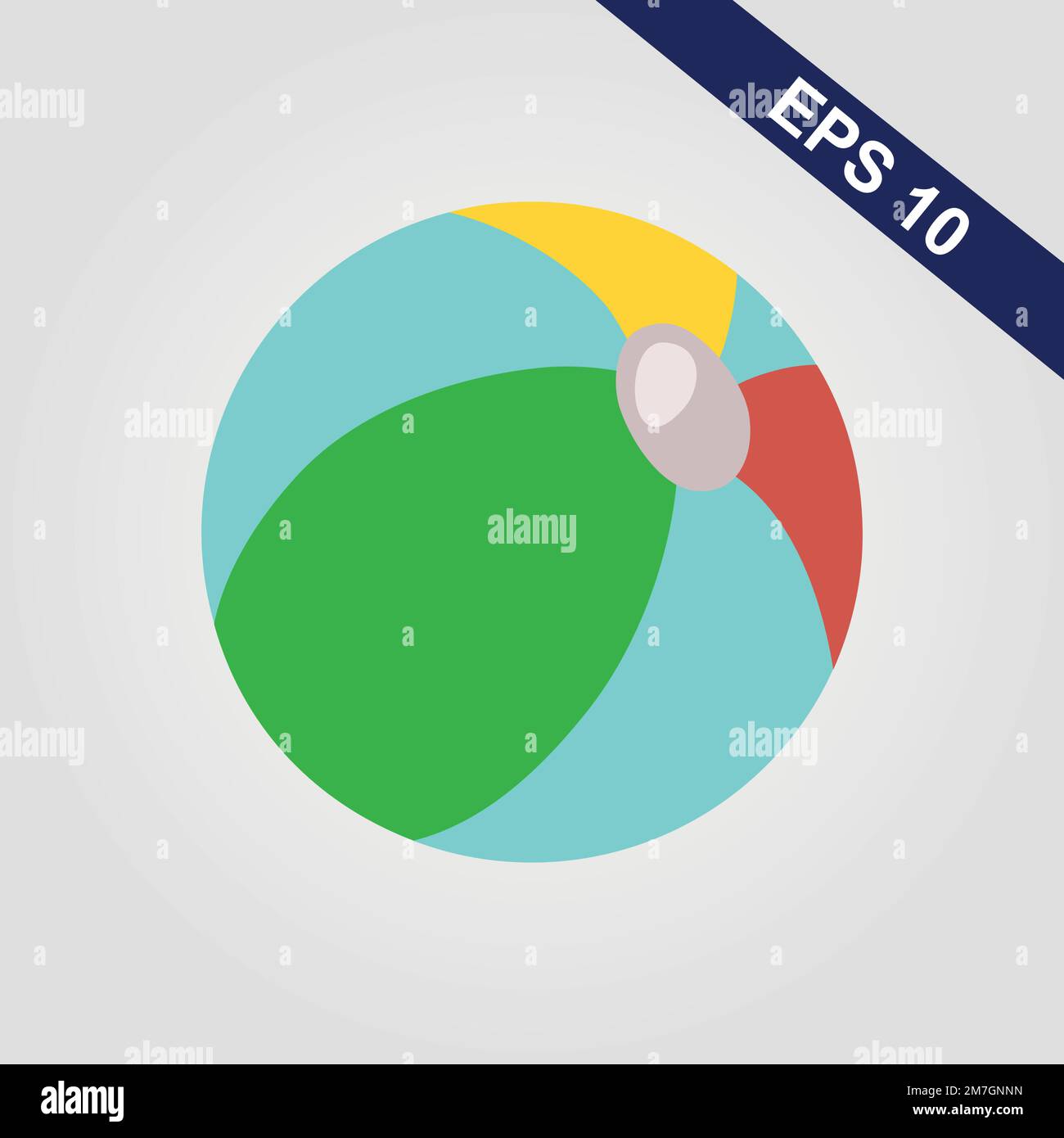 Colorful beach ball vector illustration. White, red, yellow and blue ...