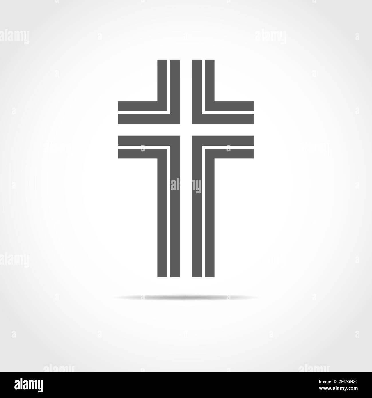 Gray Christian cross icon. Simple Christian cross on light background ...