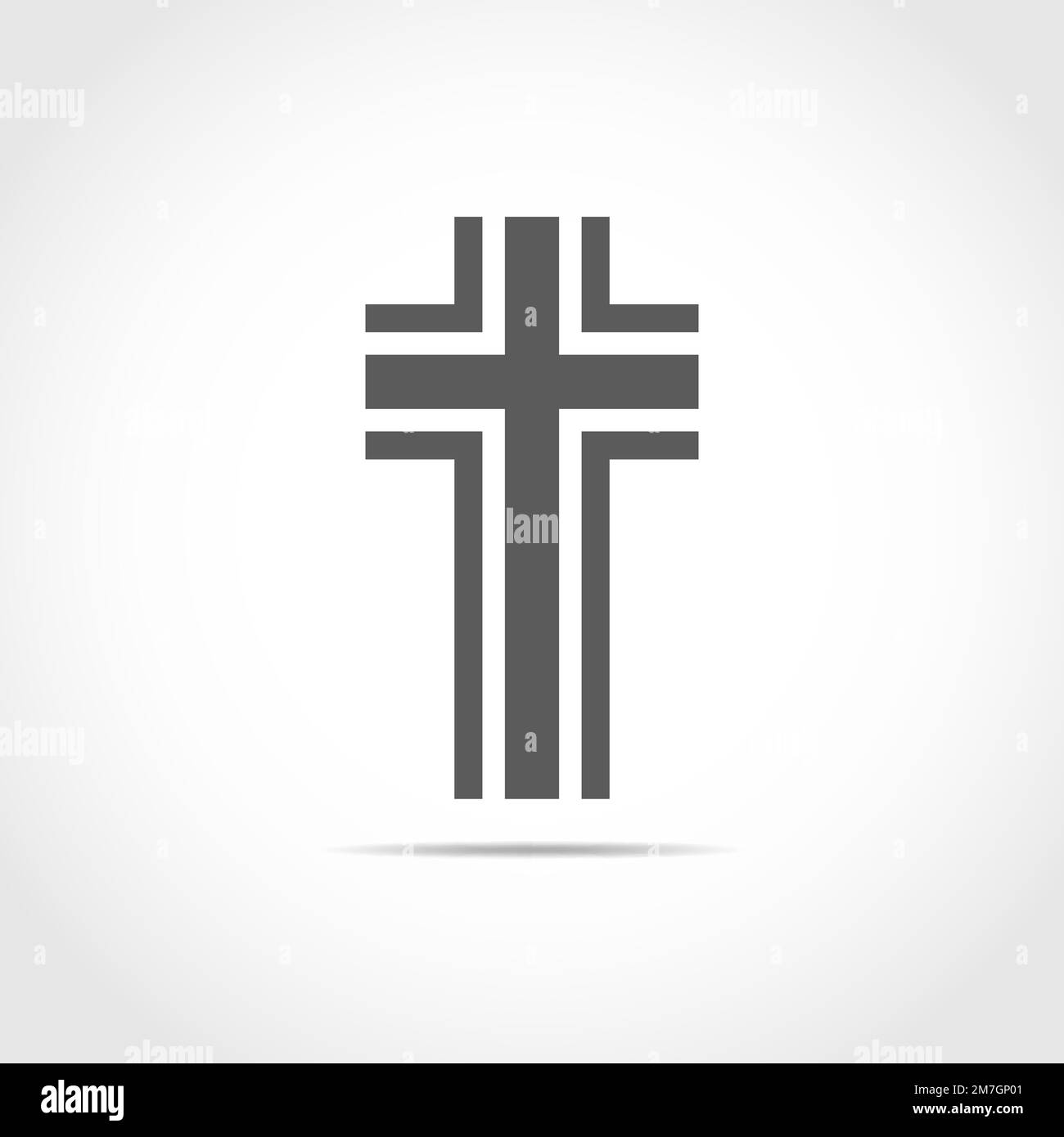 Gray Christian cross icon. Simple Christian cross on light background ...