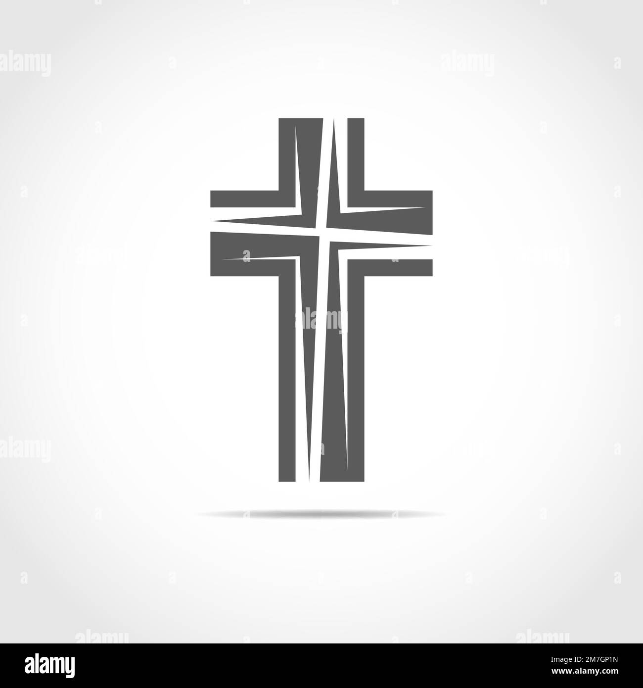 Gray Christian cross icon. Simple Christian cross on light background ...