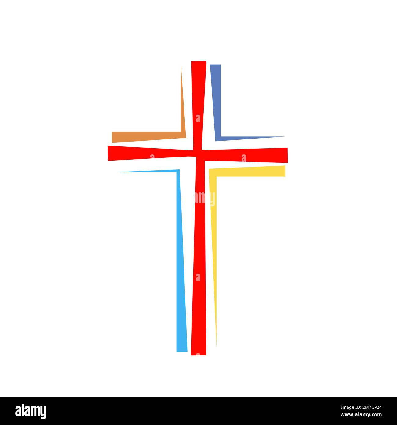 Colored Christian cross icon. Simple Christian cross on white ...