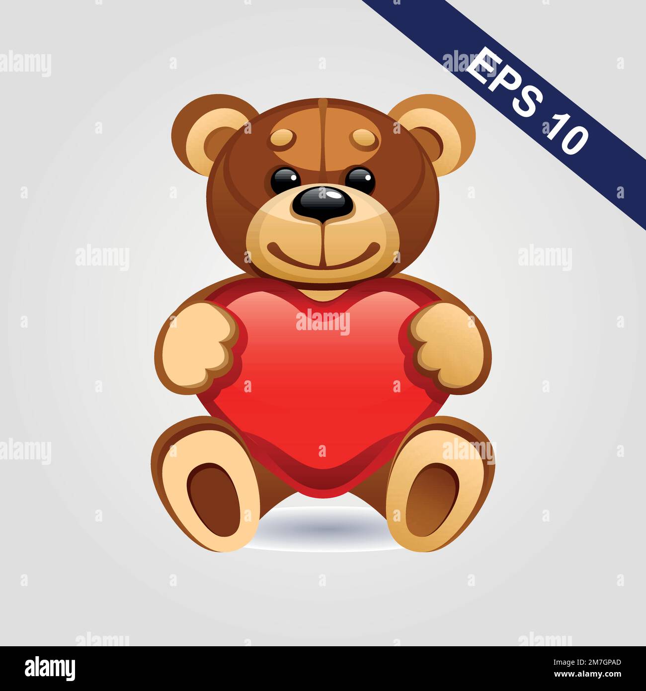 Funny character Teddy holding in the paws of a big heart. The concept ...