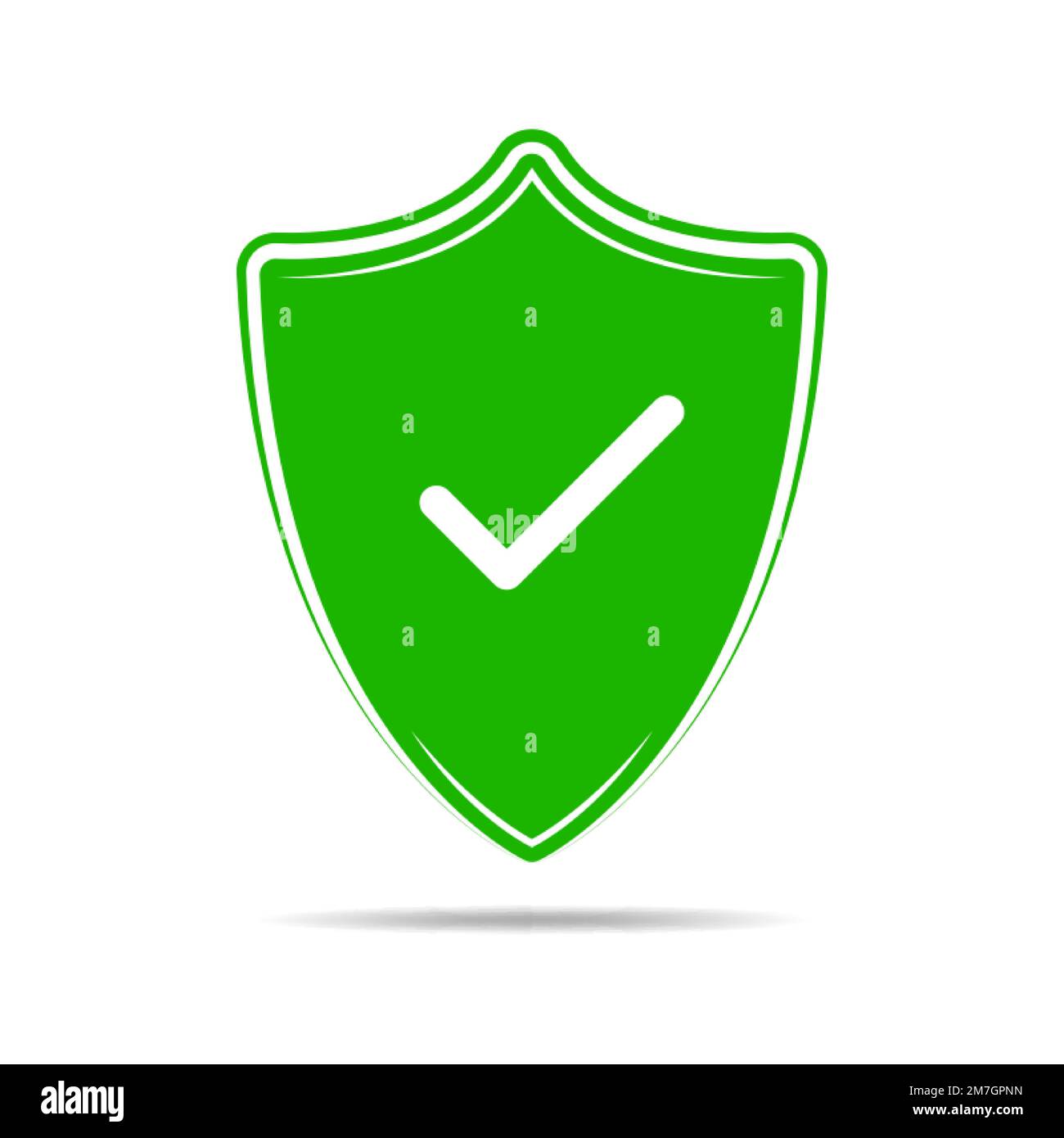 Shield with check mark in flat design, isolated on white background ...