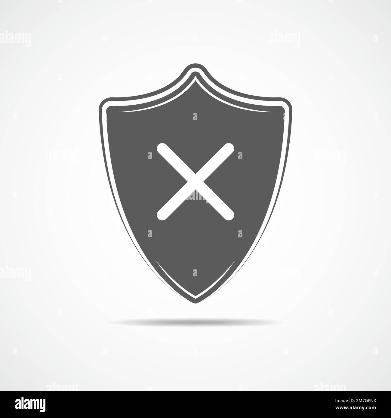 Shield with cross in flat design, isolated on light background. Vector ...