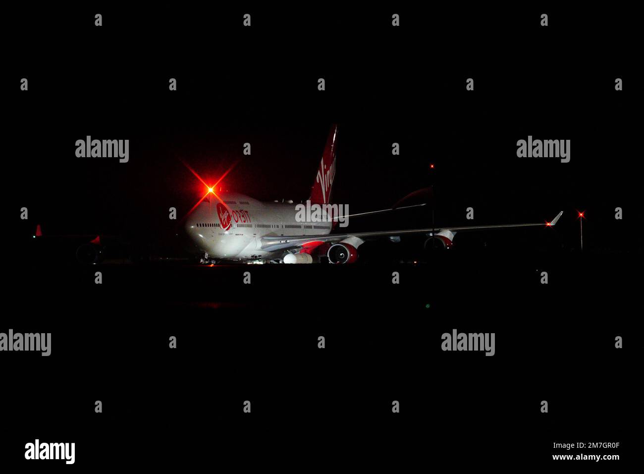A repurposed Virgin Atlantic Boeing 747 aircraft carrying Virgin Orbit ...