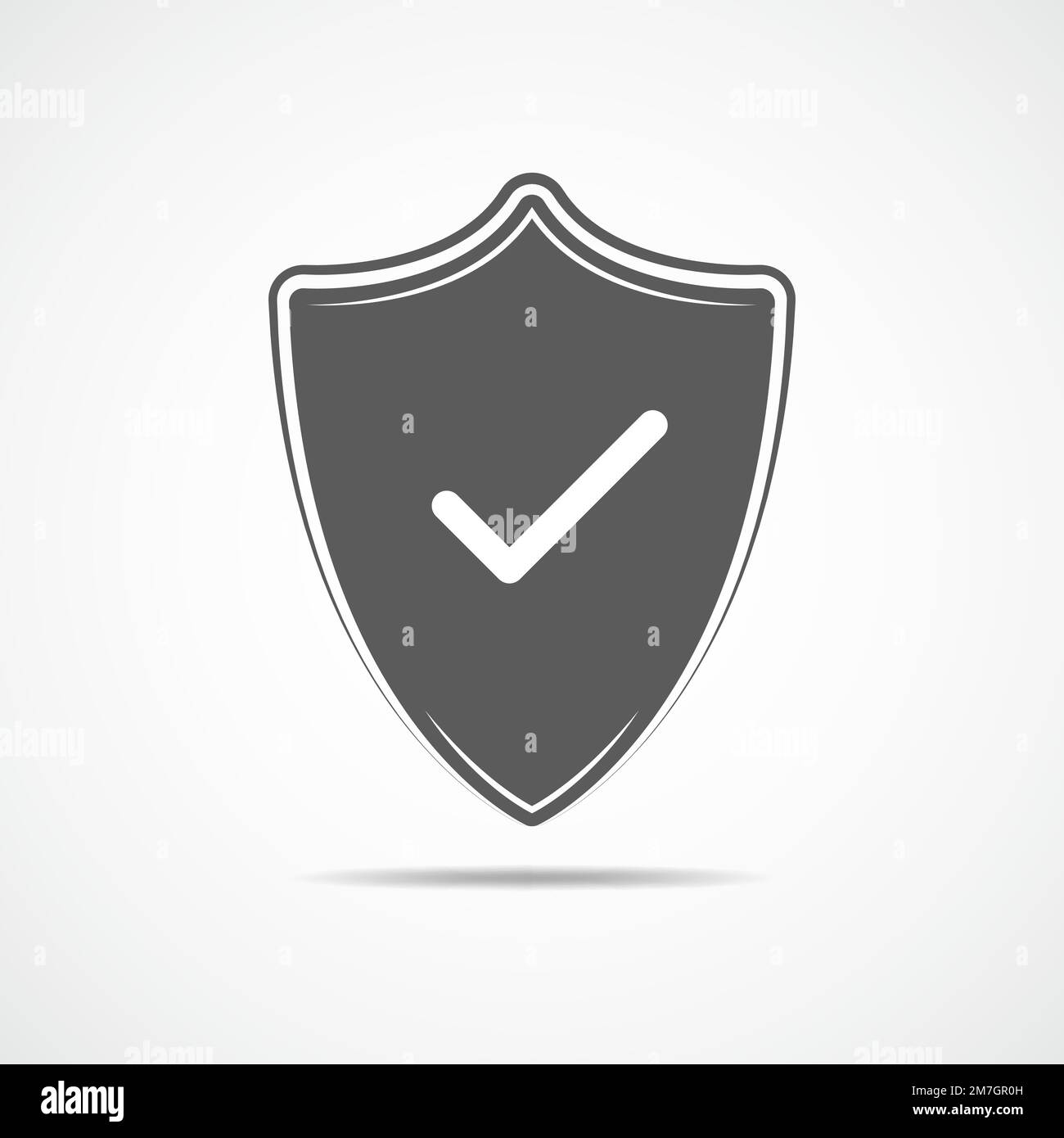 Shield with check mark in flat design, isolated on light background ...