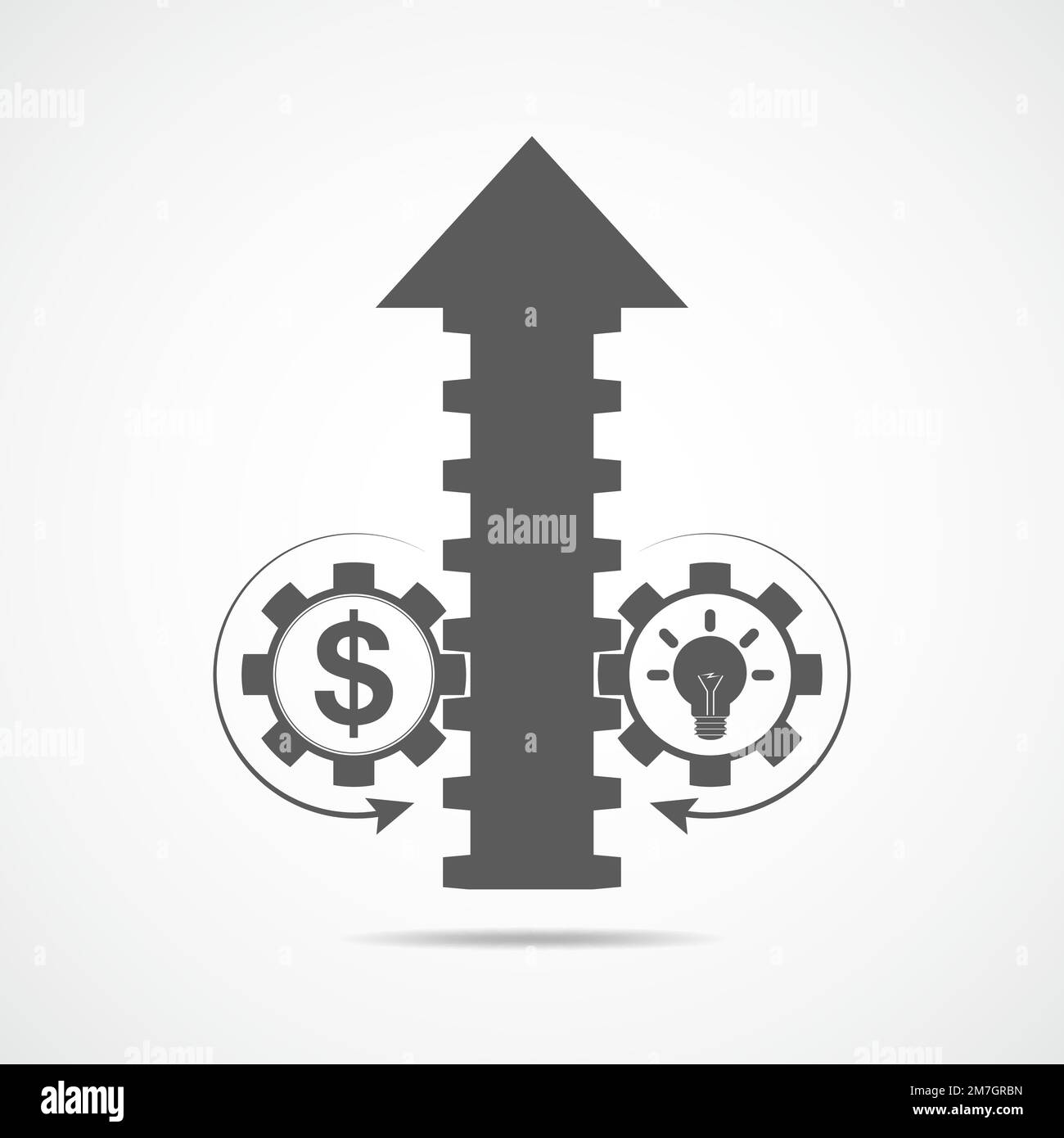 Up arrow and two gears. Vector illustration. The concept of successful ...