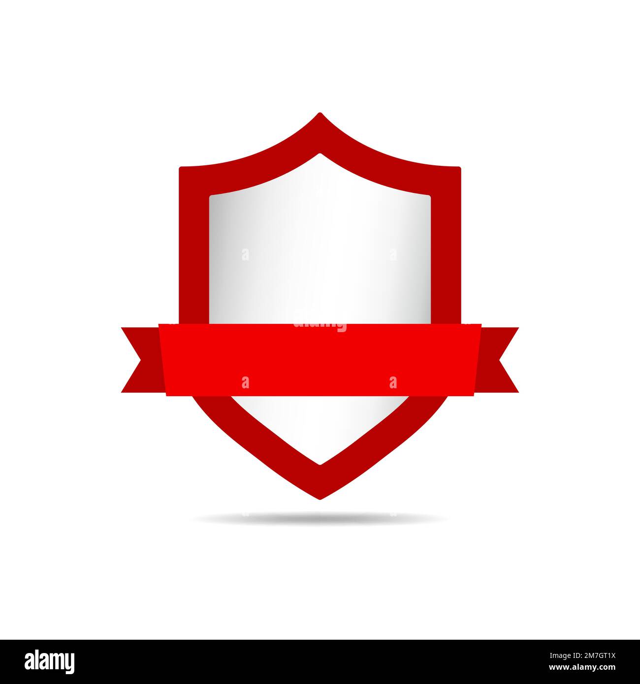 Red shield with ribbon, isolated on white background. The concept of ...