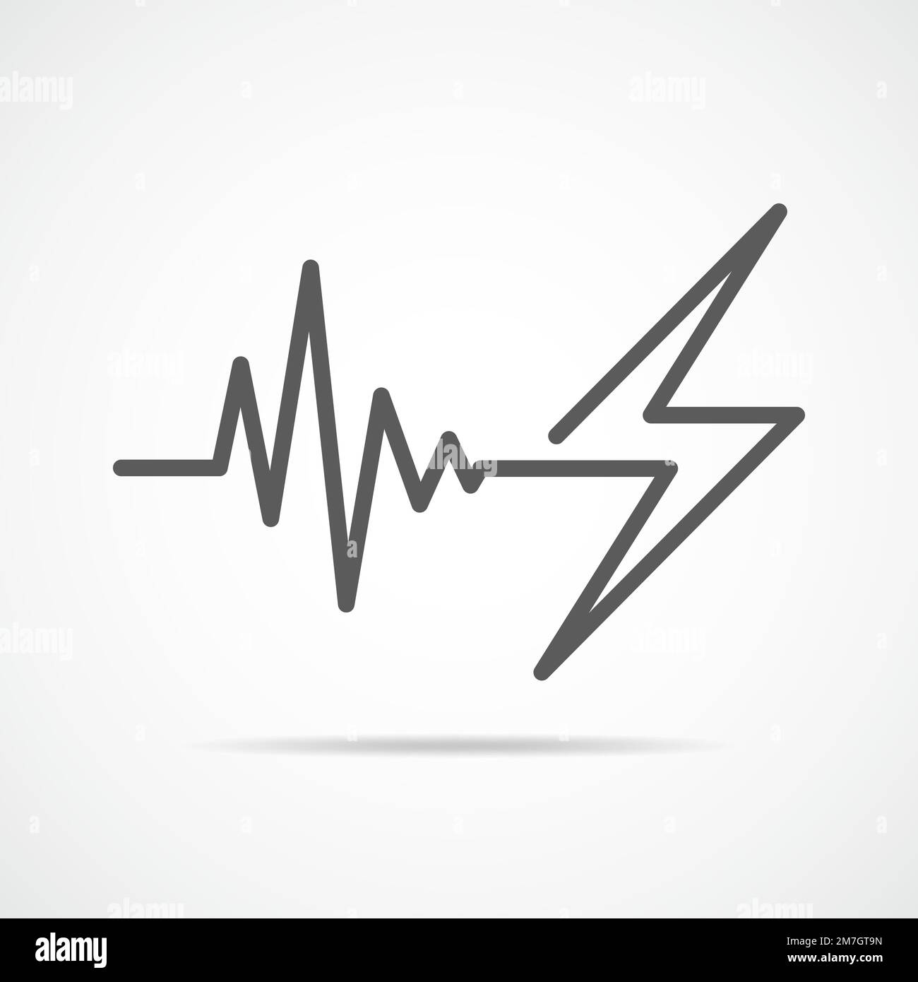 Gray heartbeat sign with lightning. Vector illustration. Heartbeat icon ...