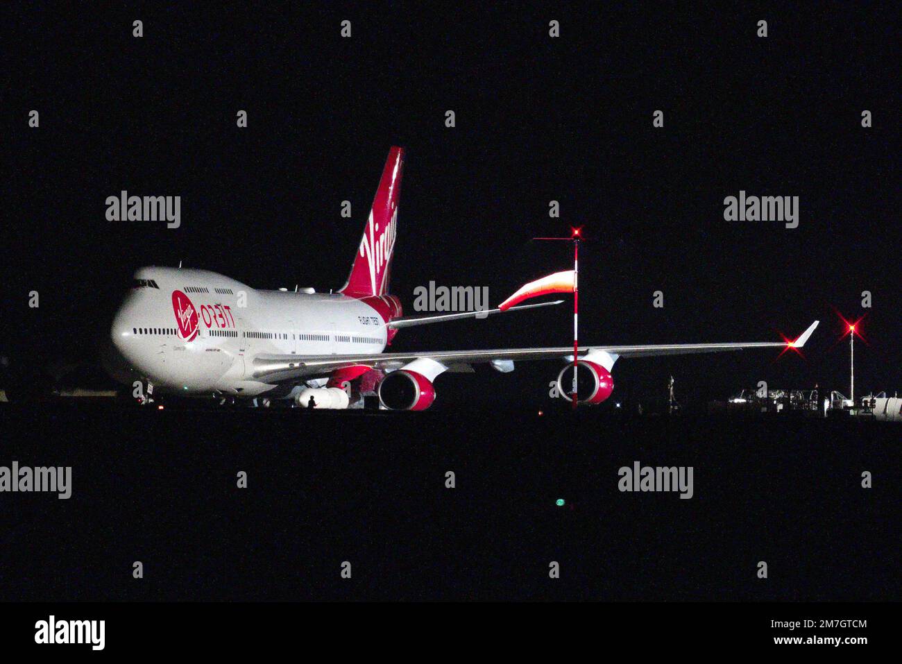 A repurposed Virgin Atlantic Boeing 747 aircraft carrying Virgin Orbit ...