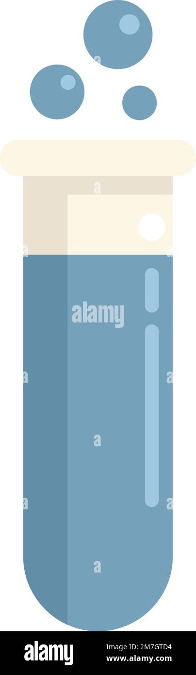 Boiling test tube icon flat vector. Lab research. Genetic chemistry ...