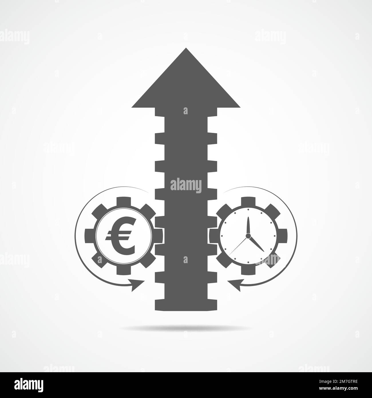 Up arrow and two gears. Vector illustration. The concept of successful ...