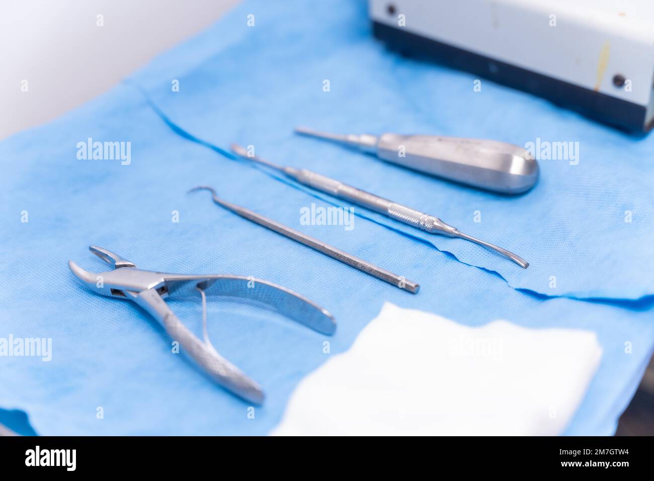 Veterinary clinic, operation on a cat, tools used in the operation ...