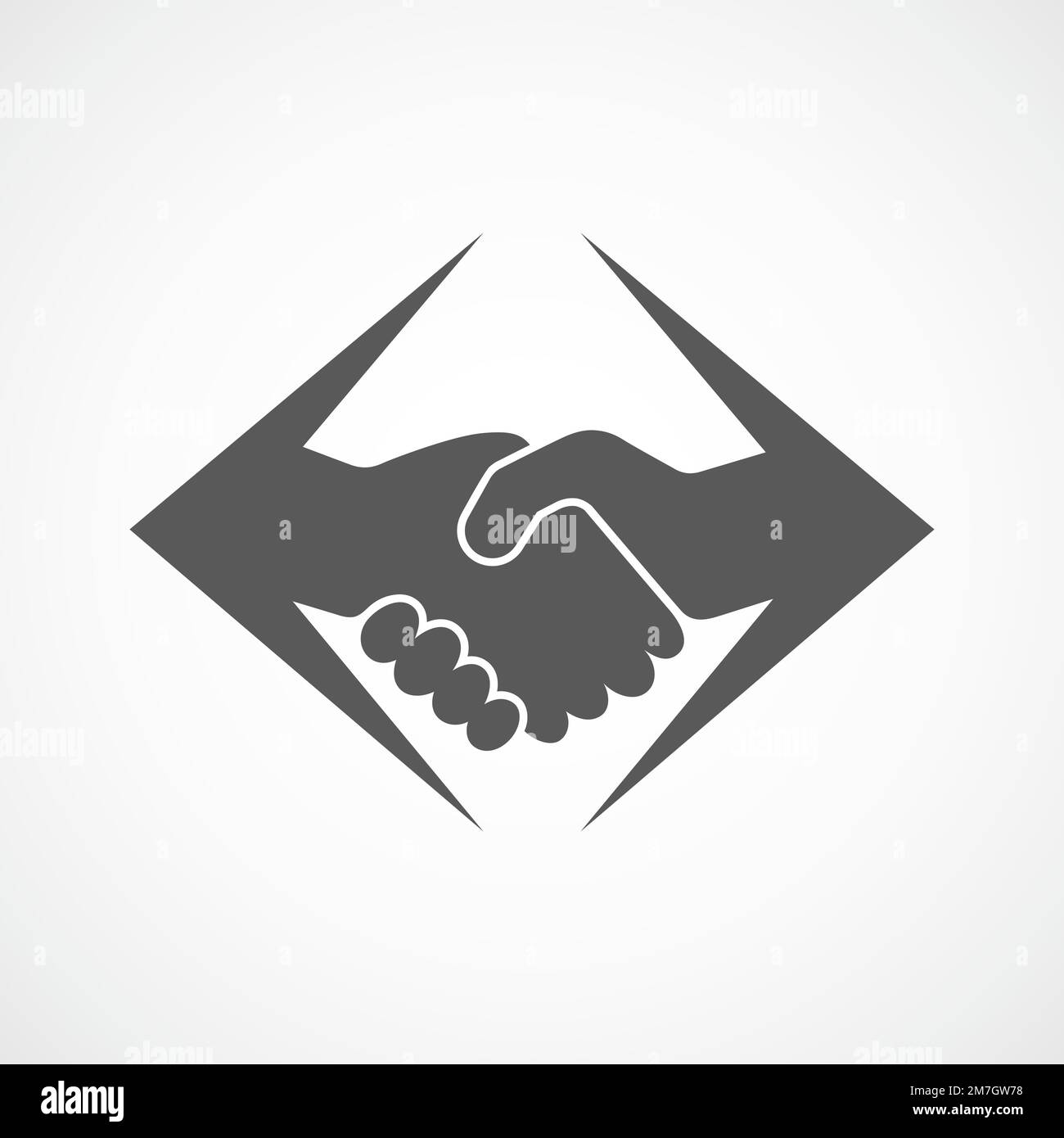 Abstract gray handshake icon in flat design. Handshake with arrows left ...