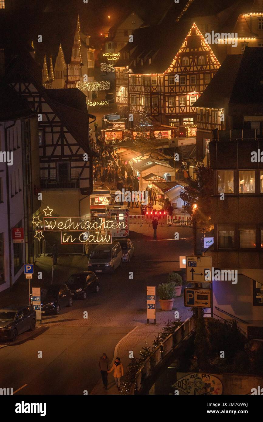 Christmas market by night, Calw, Germany Stock Photo - Alamy