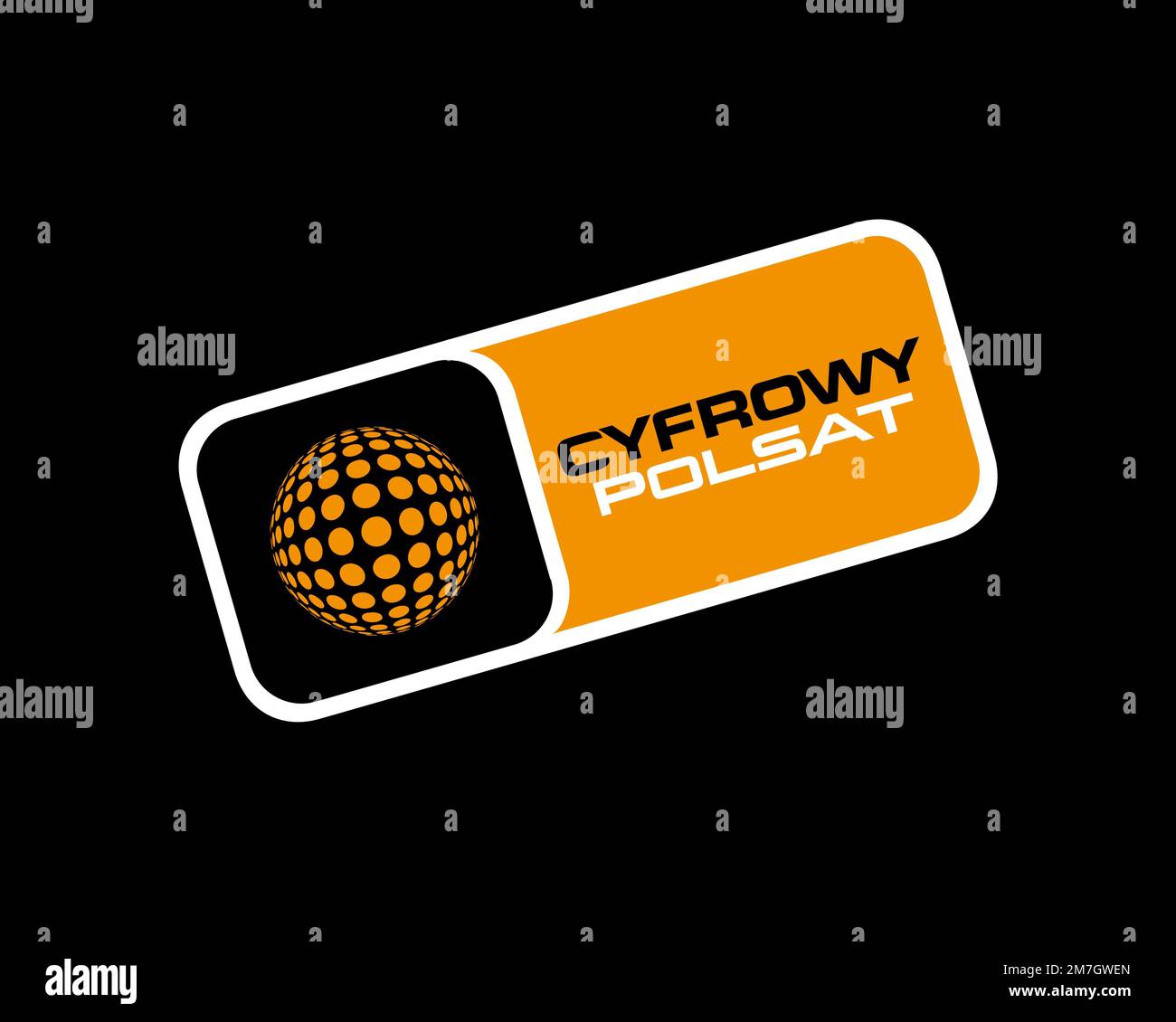 Cyfrowy Polsat, rotated logo, black background Stock Photo - Alamy