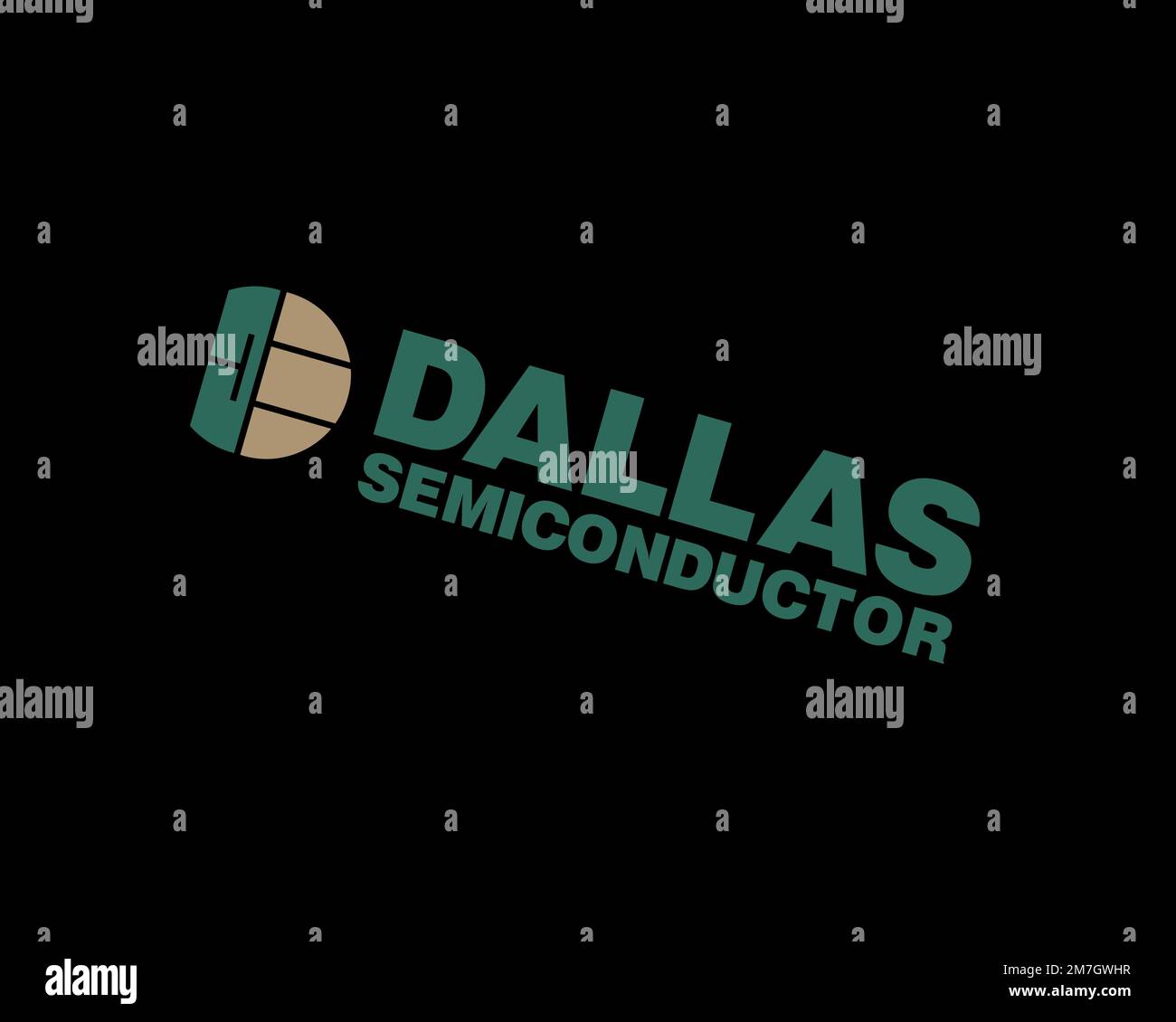 Dallas Semiconductor, rotated logo, black background B Stock Photo - Alamy
