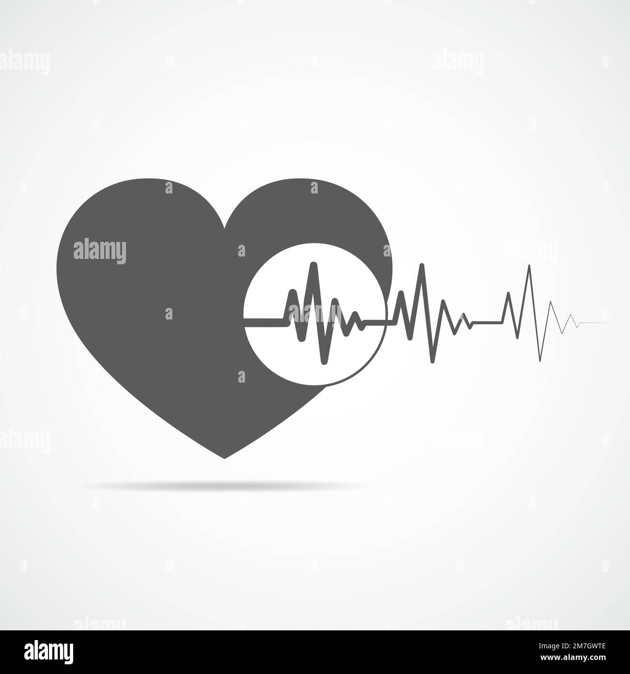 Gray heart icon with sign heartbeat. Vector illustration. Heart in flat ...