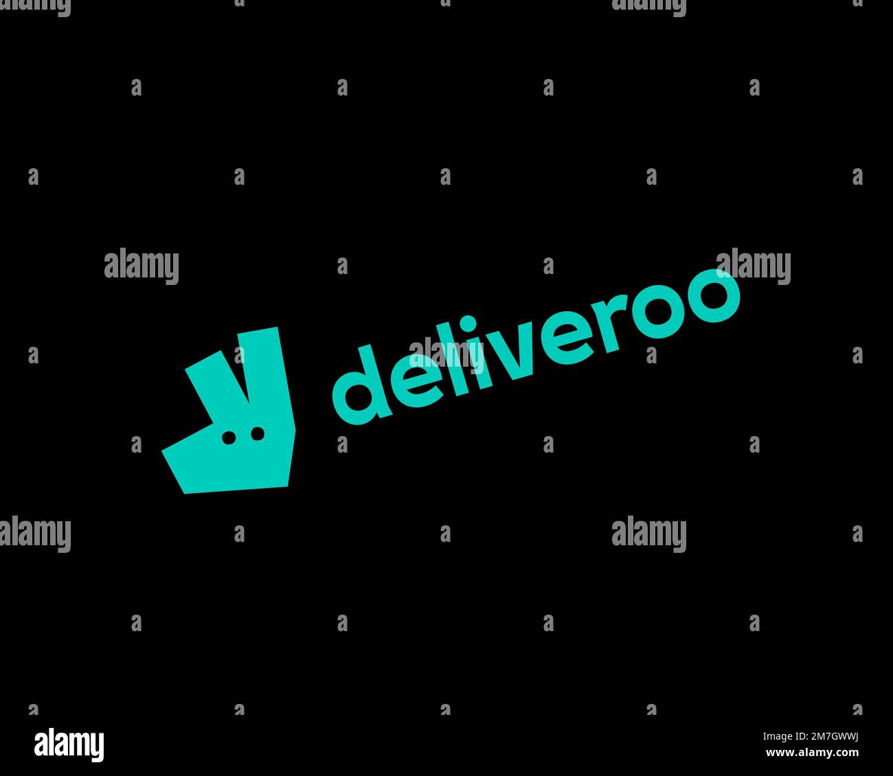Deliveroo, rotated logo, black background Stock Photo - Alamy