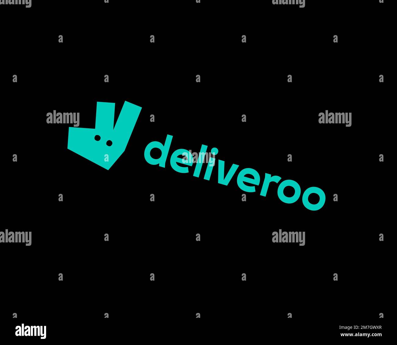 Deliveroo, rotated logo, black background B Stock Photo - Alamy