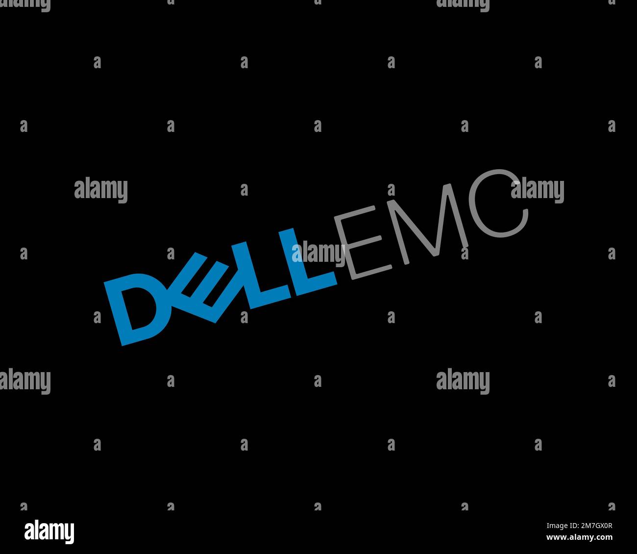 Dell EMC VMAX, rotated logo, black background Stock Photo - Alamy
