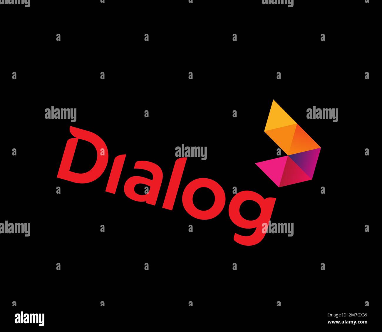 Dialog Axiata, rotated logo, black background B Stock Photo - Alamy