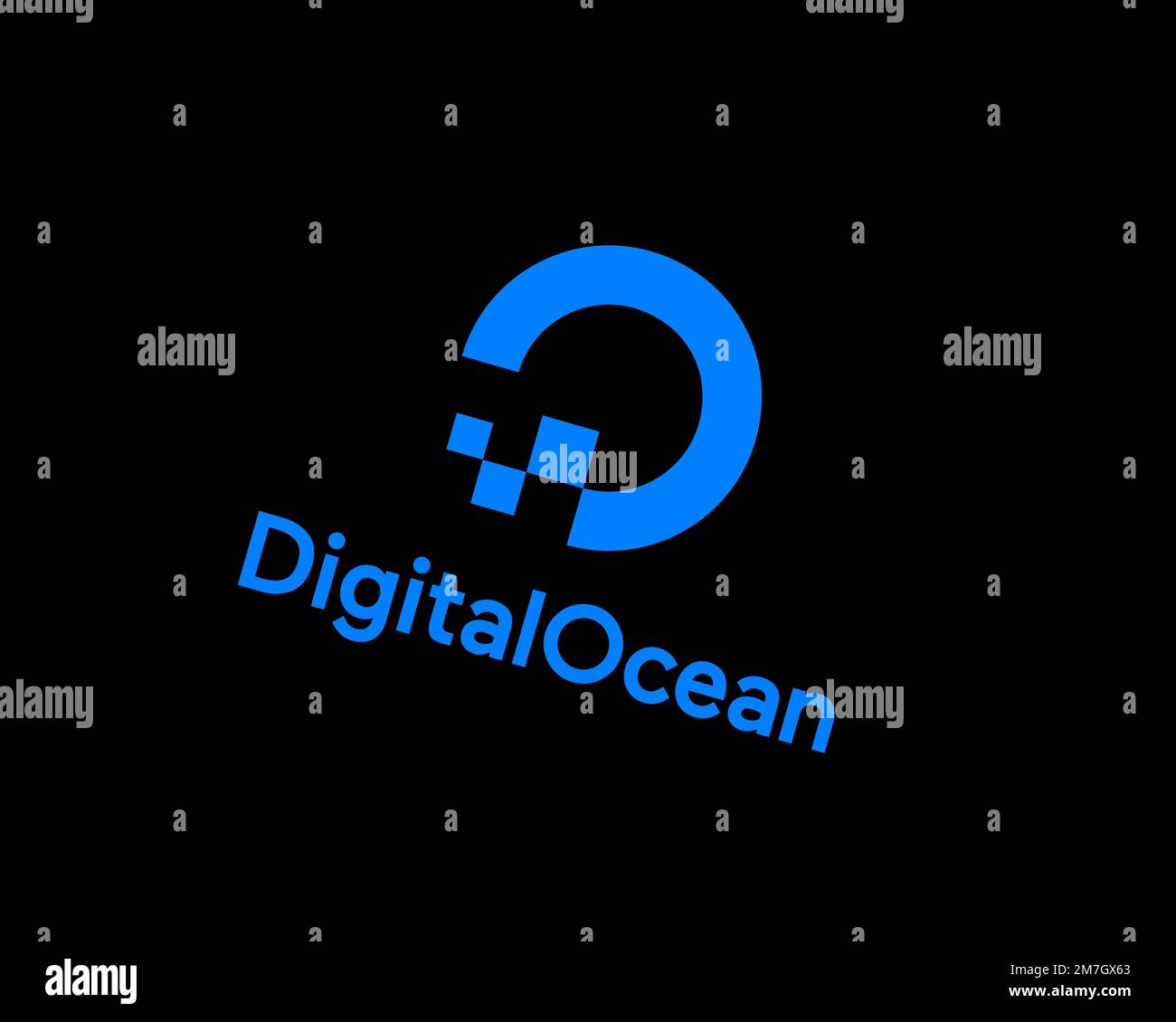 DigitalOcean, rotated logo, black background B Stock Photo - Alamy