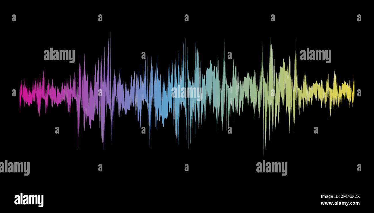 Color sound wave sign on black background. Vector illustration ...