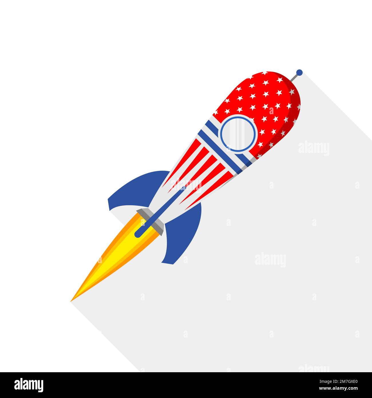 Colored rocket ship icon in flat design. Simple spaceship icon isolated ...