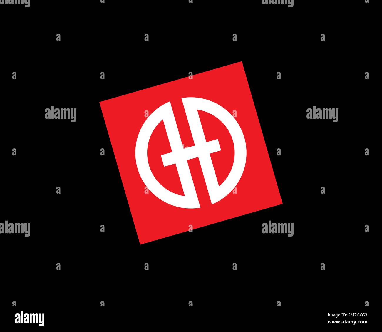 Duro Dakovic company, rotated logo, black background Stock Photo - Alamy
