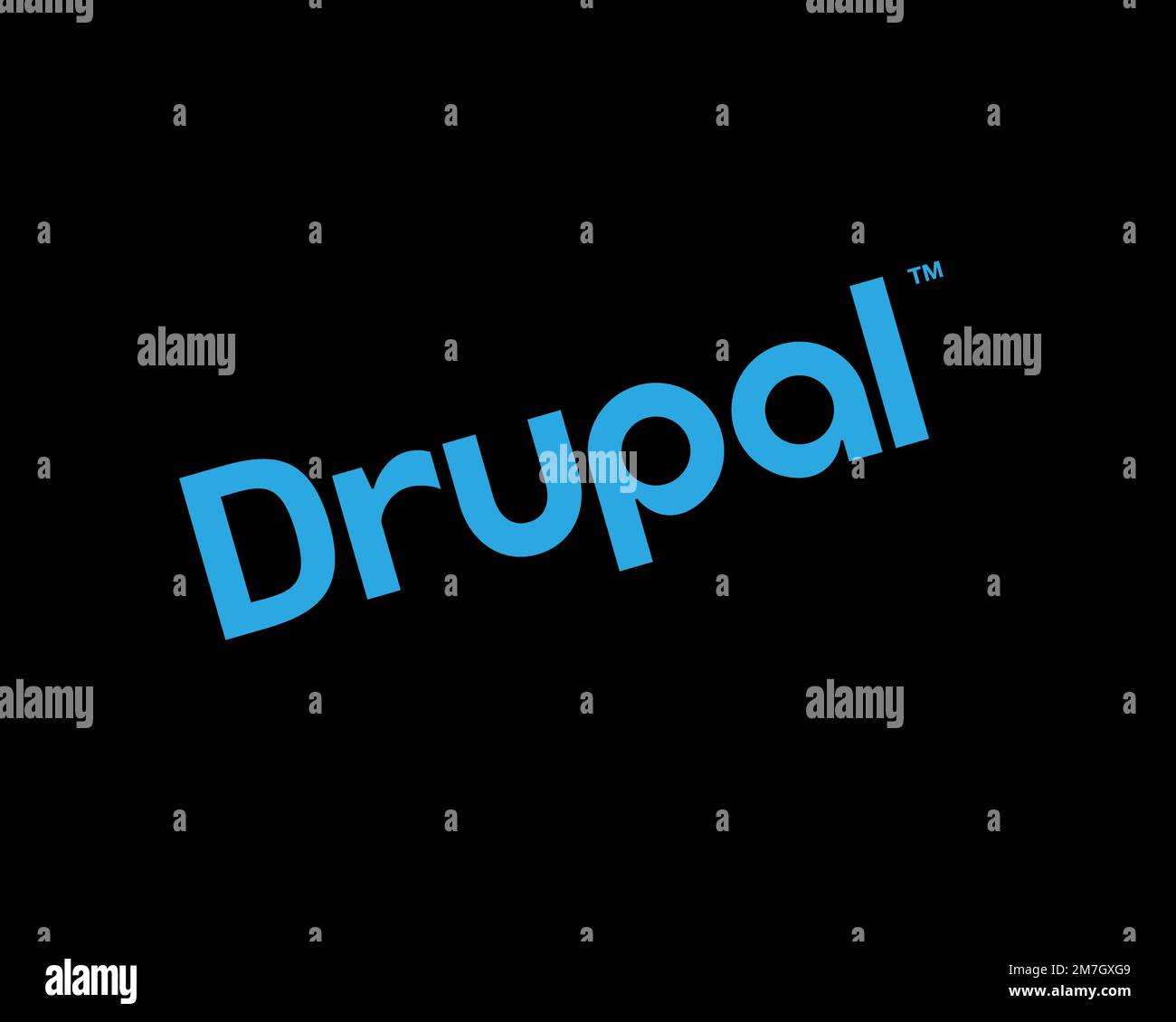 Drupal, rotated logo, black background Stock Photo - Alamy