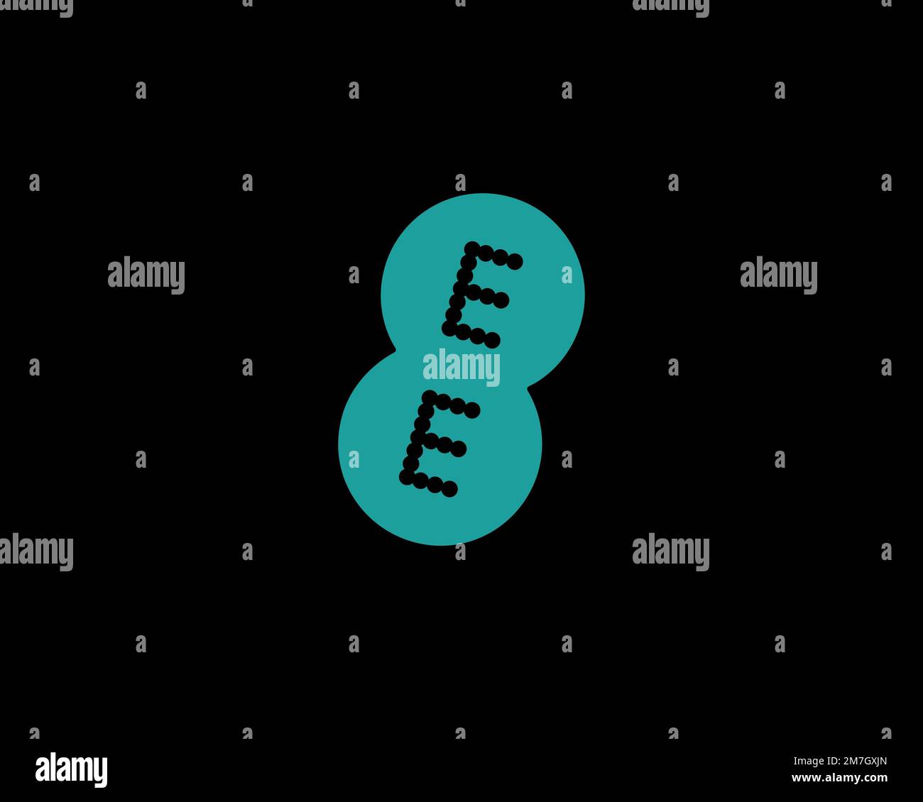 EE Limited, rotated logo, black background B Stock Photo - Alamy