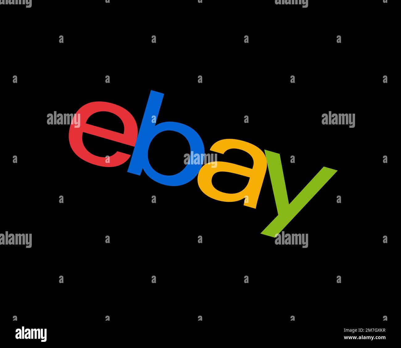 EBay, rotated logo, black background B Stock Photo - Alamy