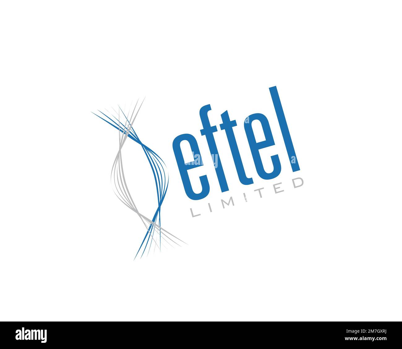 Eftel, rotated logo, white background Stock Photo - Alamy