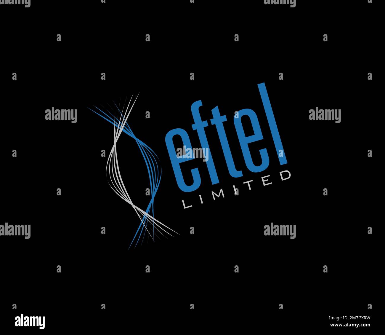 Eftel, rotated logo, black background Stock Photo - Alamy