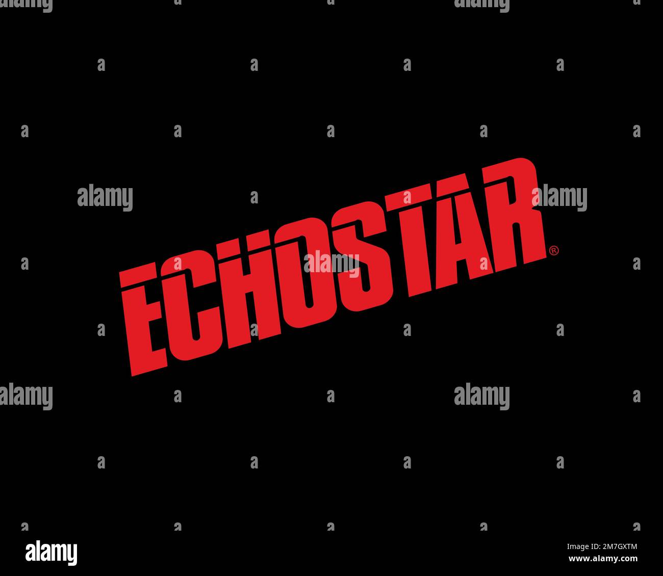 EchoStar, rotated logo, black background Stock Photo - Alamy