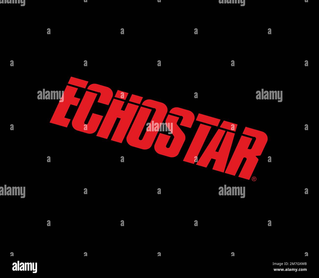 EchoStar, rotated logo, black background B Stock Photo - Alamy