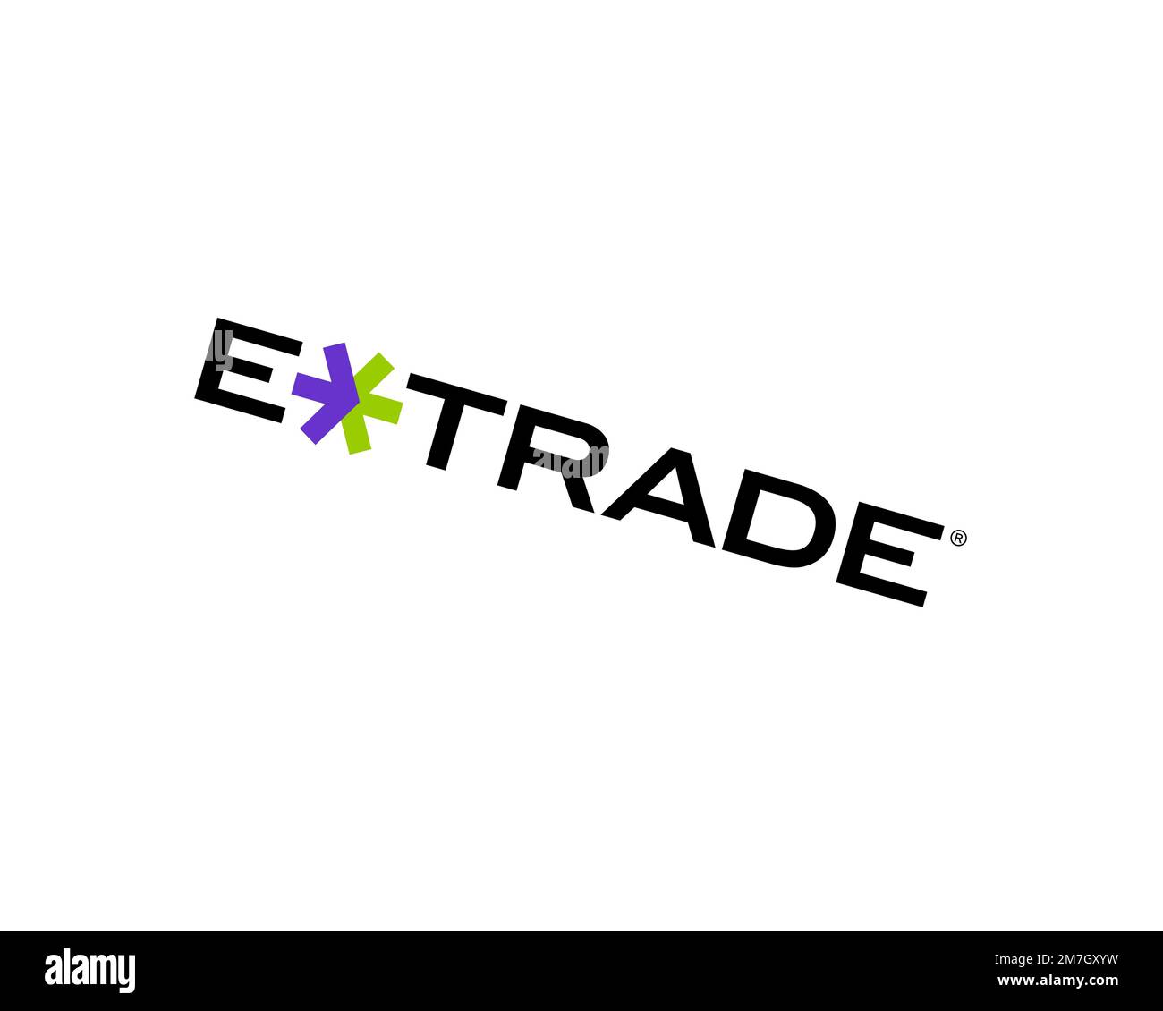 E Trade, rotated logo, white background B Stock Photo - Alamy